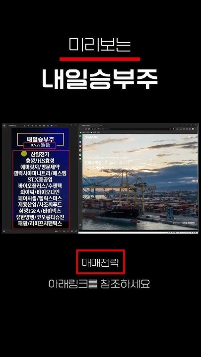 미리보는 내일승부주 월요일 승부주 Youtube