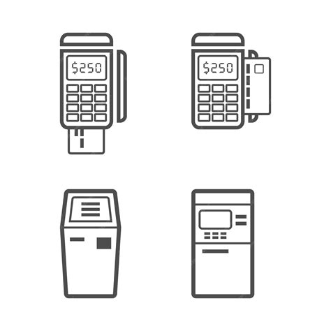 Premium Vector Banking Terminal Line Style Vector Icon Set
