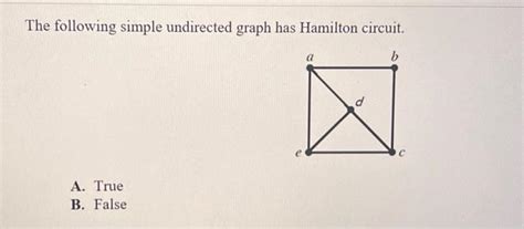 Solved The Following Simple Undirected Graph Has Hamilton