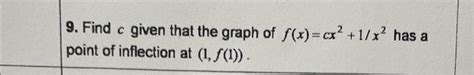 Solved 9 Find C Given That The Graph Of F X Cx2 1 X2 Has A