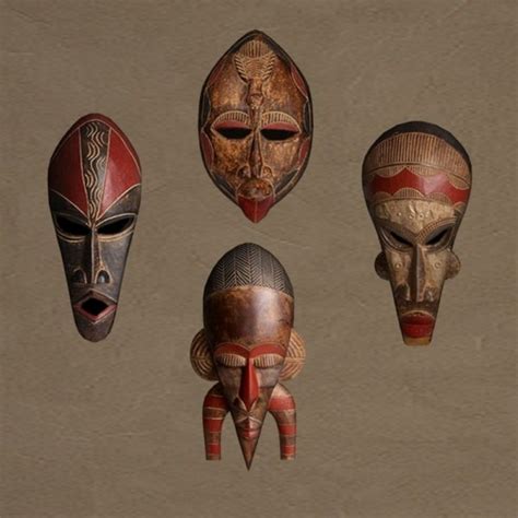 tribal masks 3d obj