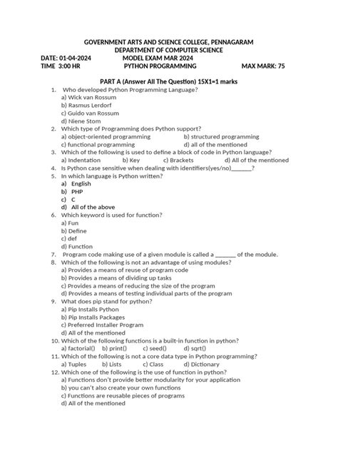 python model question pdf python programming language computer