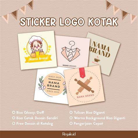 Jual STIKER KOTAK Sticker Logo Bentuk Kotak Custom Sticker Stiker Bisnis Stiker Online