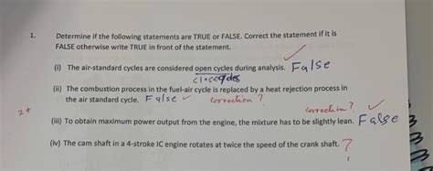 Solved 1 Determine If The Following Statements Are True Or