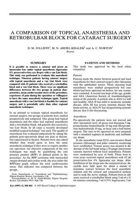 A Comparison Of Topical Anaesthesia And Retrobulbar Block For Cataract