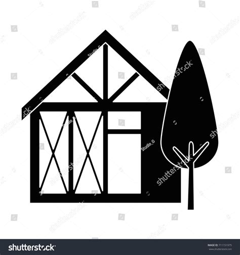 Wooden House Structure Tree Stock Vector Royalty Free 711151975