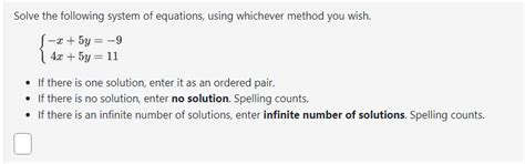 Solved Solve The Following System Of Equations Using Chegg