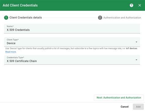 MQTT Client Credentials MQTT Broker
