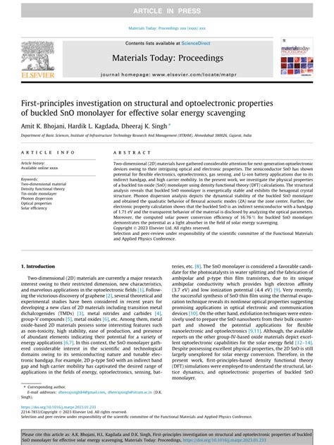 Pdf First Principles Investigation On Structural And Optoelectronic Properties Of Buckled Sno