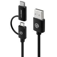 Alogic USB 2 0 USB A To USB C Micro USB B Combo Cable For Charge Sync Male To Male 1m