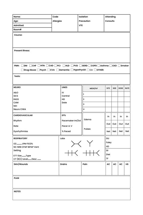 Icu Report Sheet Critical Care Report Sheet Nurse Icu Brain Nursing