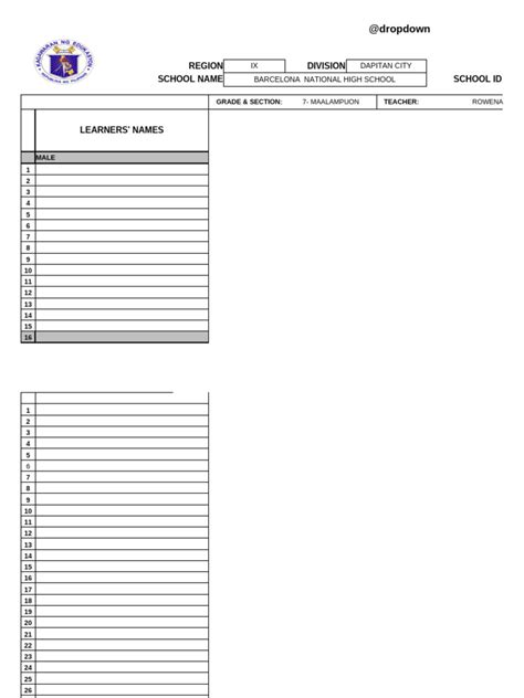 1st To 4th Mapeh E Class Record Matatag Curriculum Pdf