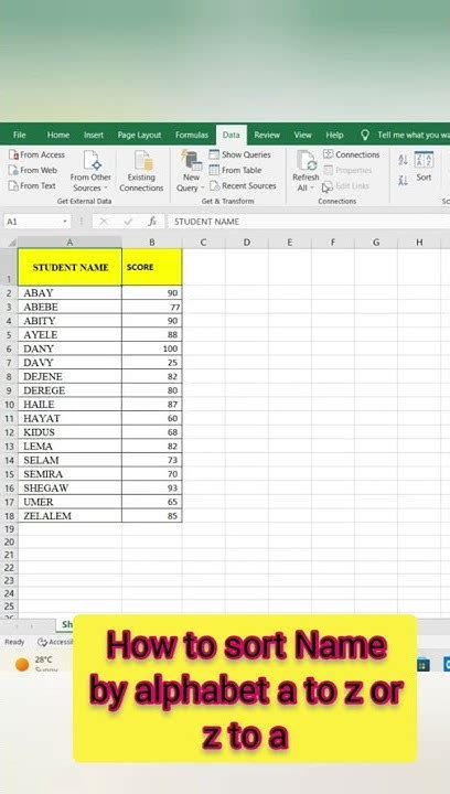 how to sort alphabetically in excel youtube