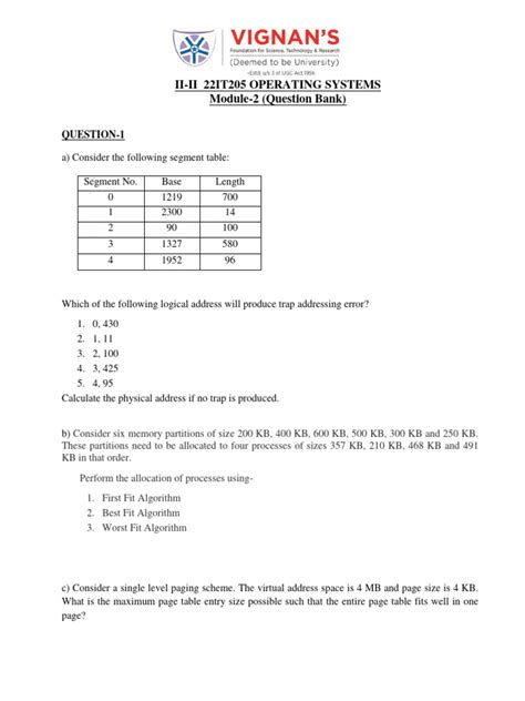 Os Module Question Bank Download Free Pdf Computer Data Operating System Technology