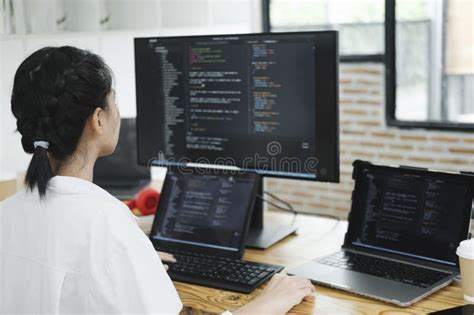 It Programmer Starts Working On Desktop Computer Stock Image Image Of Entrepreneur Coding
