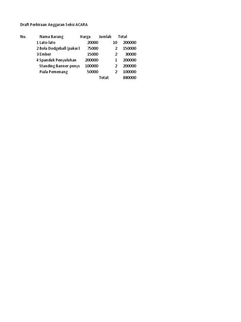 Draft Excel Seksi Acara Pdf