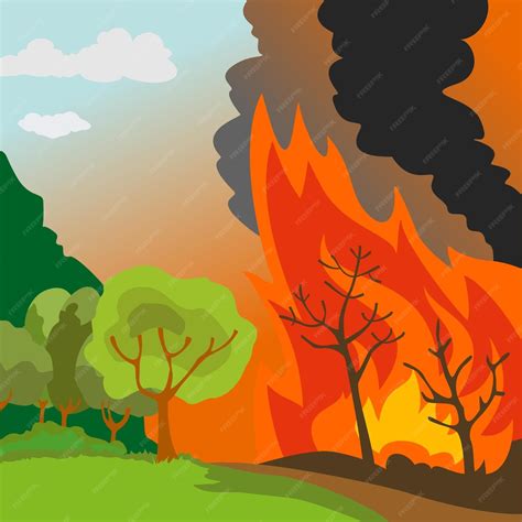 Wildfire Forest Fire Illustration Natural Calamity Disaster Dry Hot