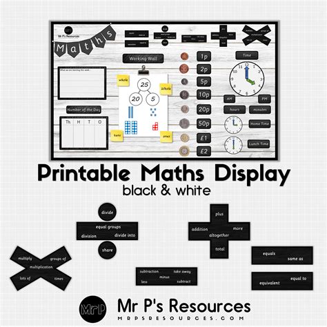 Printable Maths Display Bandw Mr Ps Resources