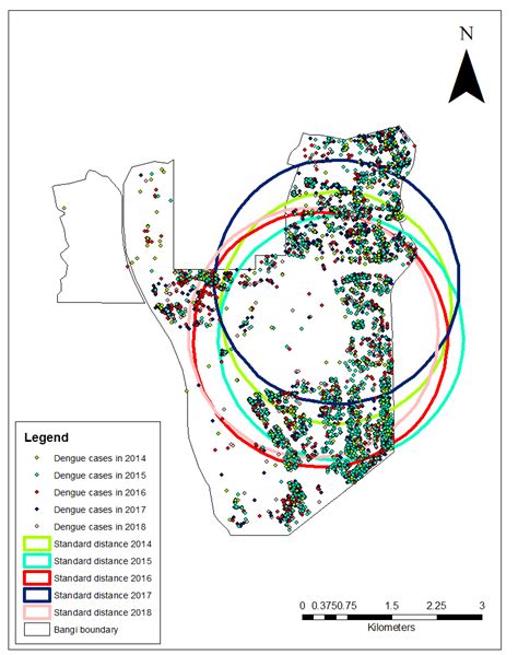 Standard Distance For Dengue Cases In Bangi District From The Year 2014