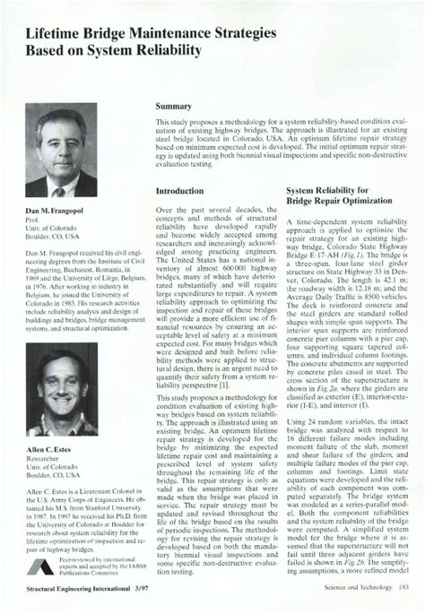 Pdf Lifetime Bridge Maintenance Strategies Based On System Reliability