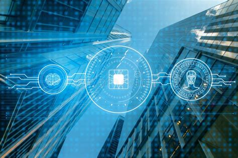 Abstract Creative Ai Hologram On Blurry City Background Artificial Intelligence And Machine