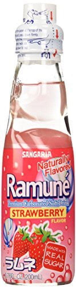 Sangaria Ramune Strawberry Flavor Soda Fruit Bottles 6 Pack