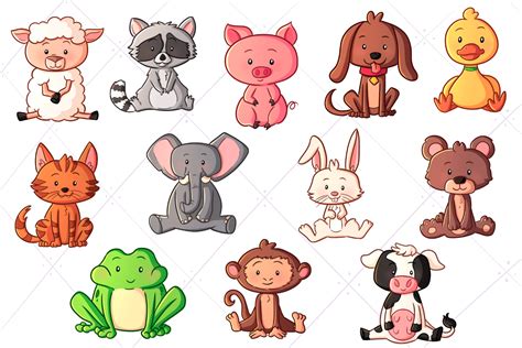 Sitting Animals Clip Art Collection Graphic By Keepinitkawaiidesign