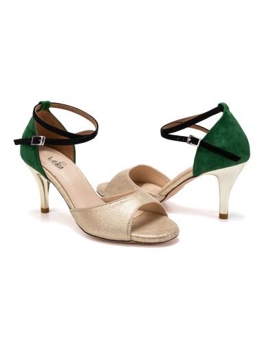 SkÓrzane Buty Do TaŃca Tango Stylowe Gold 7 5cm