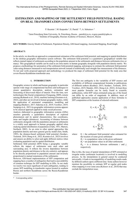 Pdf Estimation And Mapping Of The Settlement Field Potential Basing