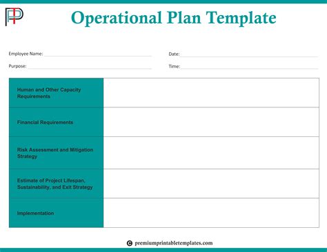 Operational Plan Template Excel Templates Excel Templates