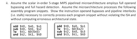 Assume The Scalar In Order 5 Stage Mips Pipelined