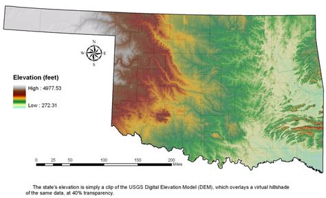 Oklahoma Elevation Map