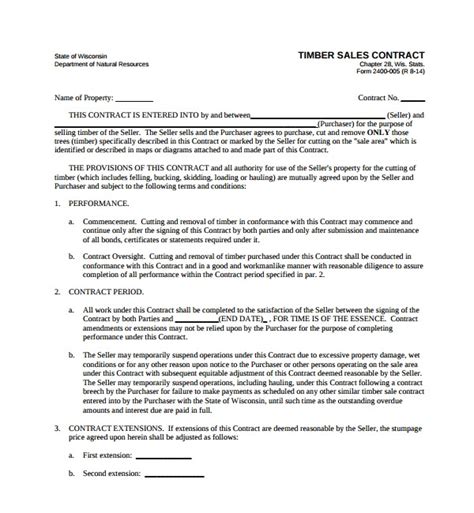 Logging Contract Template Sample Sales Contract Template 12 Free