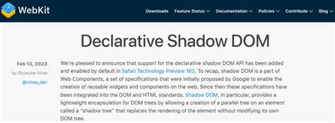 safari 支持声明式 shadow dom 知乎