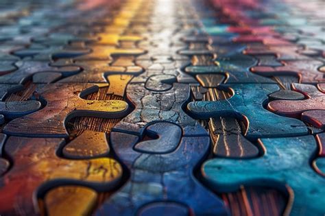 premium photo a 3d stylized pathway made of interconnected puzzle pieces