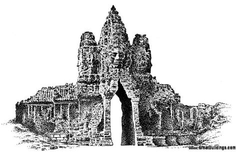 Ink Drawing Of A Castle With Two Towers Cambodian Temple Drawing Khmer Temple Tattoo