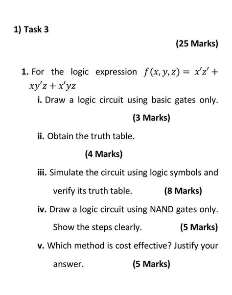 Solved Task Marks For The Logic Expression Chegg