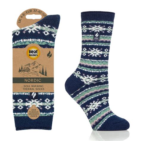 Heat Holders Ladies Lite Nordic Indigo And Rose Blush Socks 4 8 Ctc
