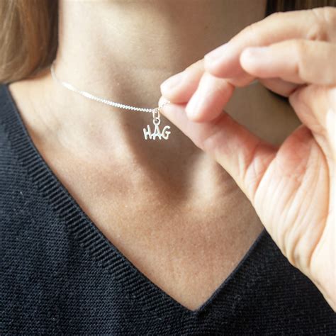 Hag Mini Necklace Sterling Silver Nameplate Necklace