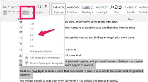 How To Double Space Word S In Microsoft Word Step By Step