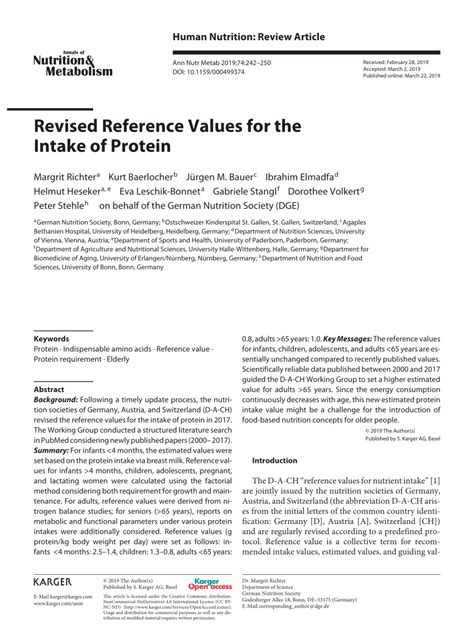 Pdf Revised Reference Values For The Intake Of Protein