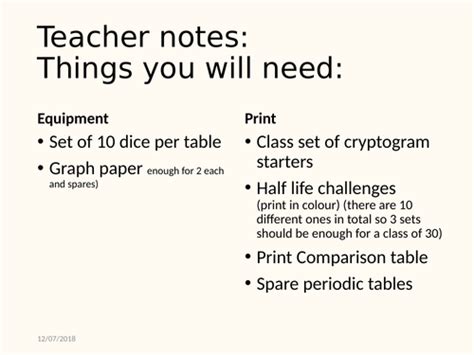 Atomic Structure Lessons 7and8 Radioacitve Half Life Teaching Resources