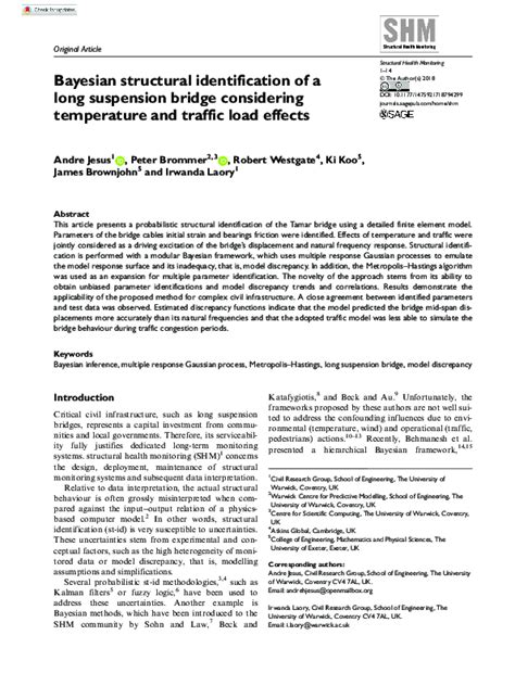 Pdf Bayesian Structural Identification Of A Long Suspension Bridge Considering Temperature And
