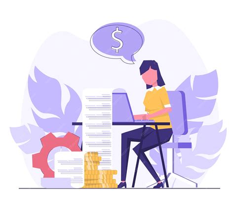 Premium Vector Financial Analysis The Woman With The Laptop Is Doing Business Analytics A