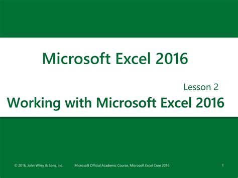 PPT Working With Microsoft Excel 2016 PowerPoint Presentation Free Download ID 8985612
