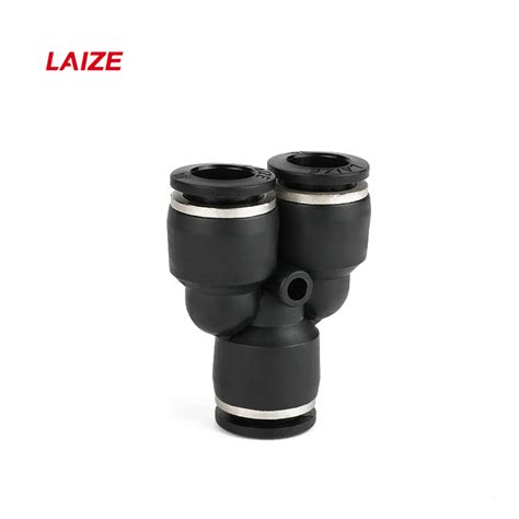 PY Union Y Equal Push In Fitting Pneumatic Quick Connect Air Fitting Black Pneumatic Component