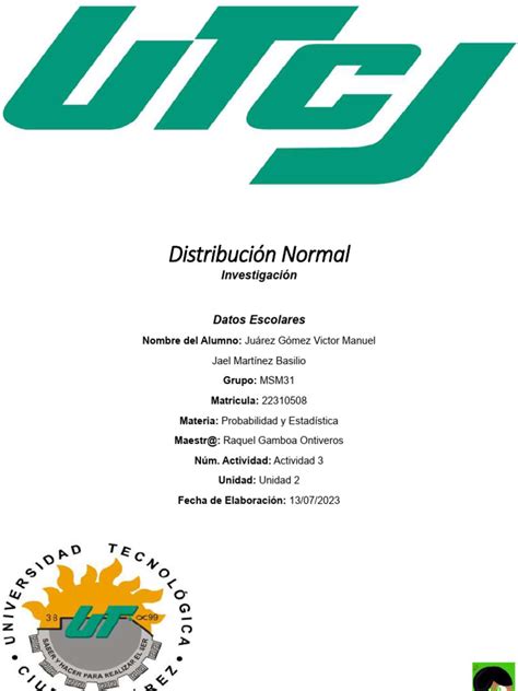 Distribución Normal Pdf Distribución Normal Estadísticas