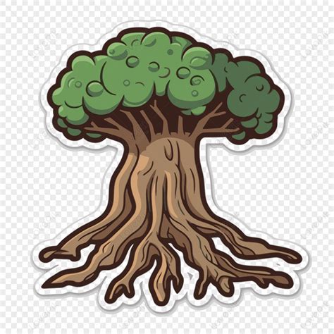 Cartoon Tree Sticker Showing The Roots Vector Clipart Tree Clipart Cartoon Clipart Sticker