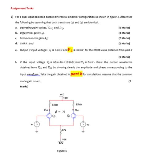 Solved Assignment Tasks 1 For A Dual Input Balanced Output Chegg Com