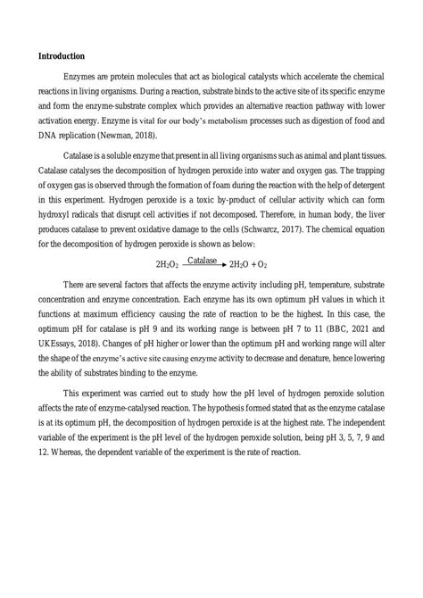 Biology Lab Report On Enzyme Activity Biology Stpm Thinkswap